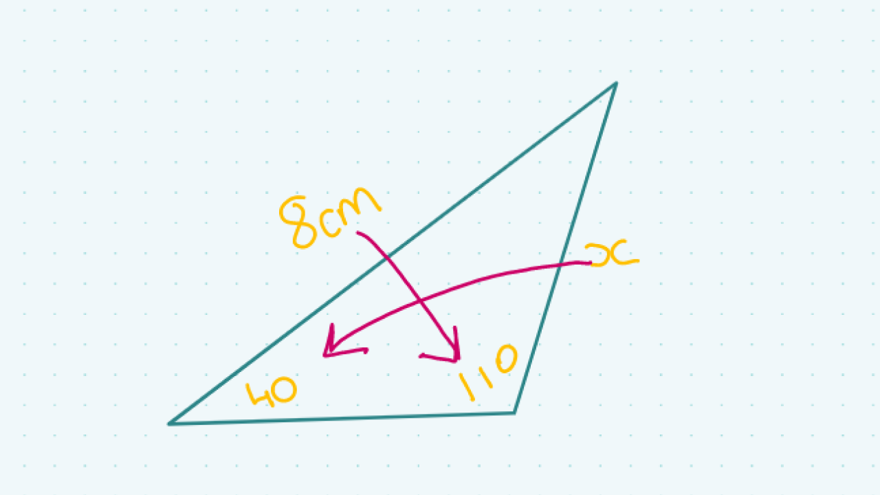Finding the Length of a Side Using Sine Rule | Studyclix